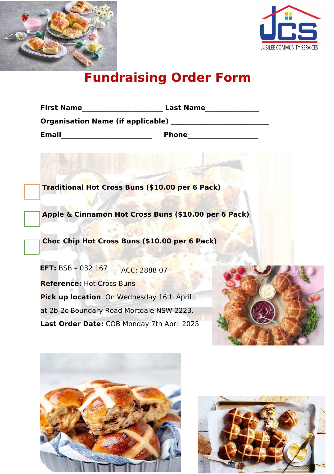Fundraising Order Form – Jubilee Community Services